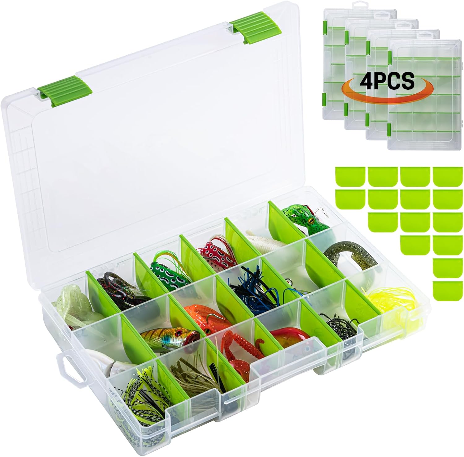 Amazon.com : Goture 4Pcs 3600 Tackle Boxes, Plastic Tackle Box, Plastic ...