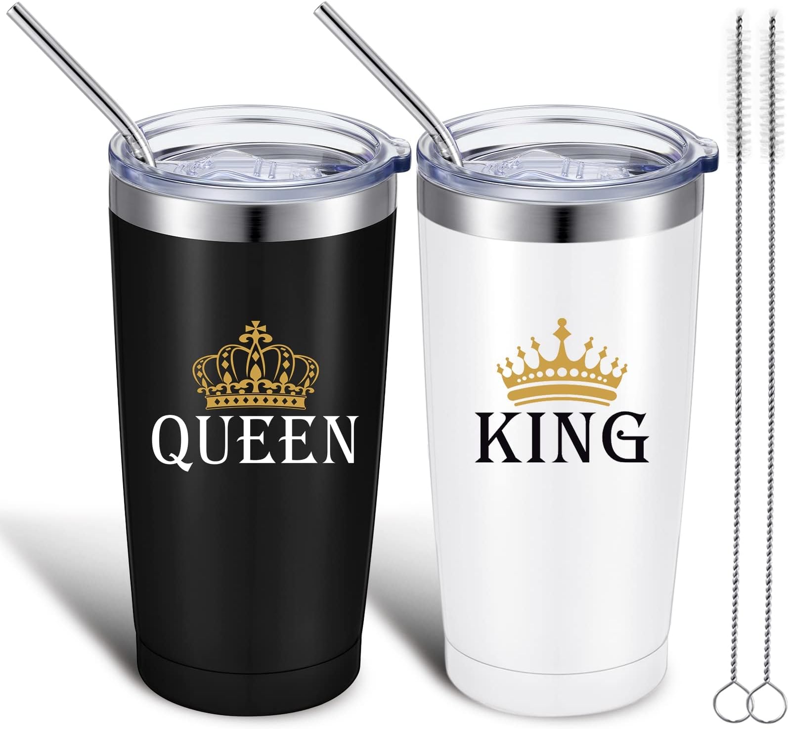 Amazon.com | Pixelverse Design King Beer Queen Wine Glass (Set of 2 ...