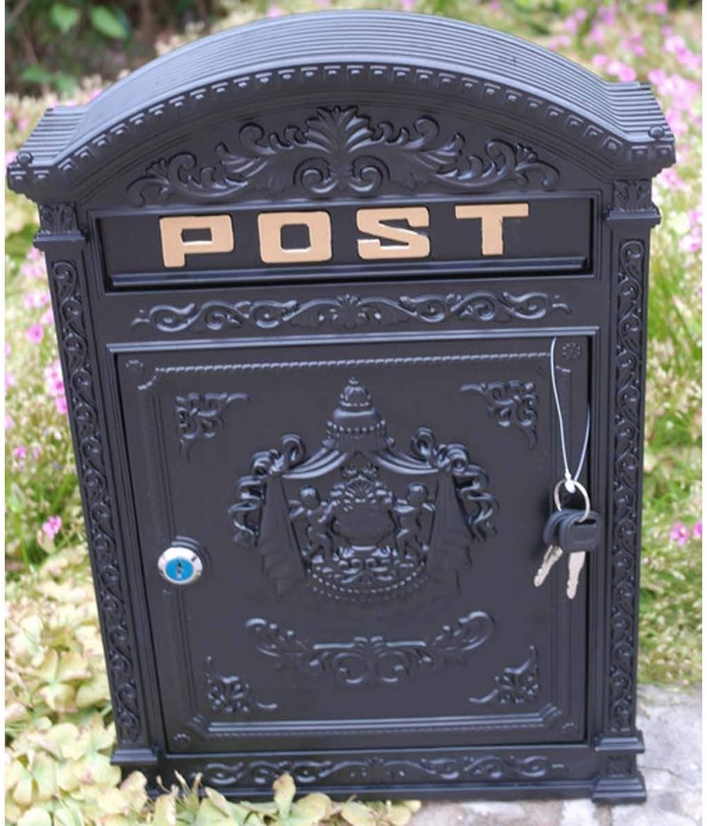 Cast Metal Post Box/Mail Box Wall Mounted Traditional Style - Black ...