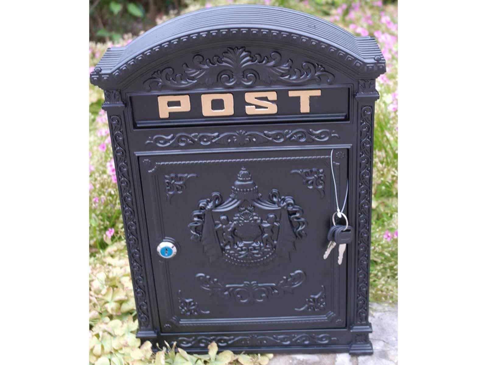 Cast Metal Post Box/Mail Box Wall Mounted Traditional Style - Black ...