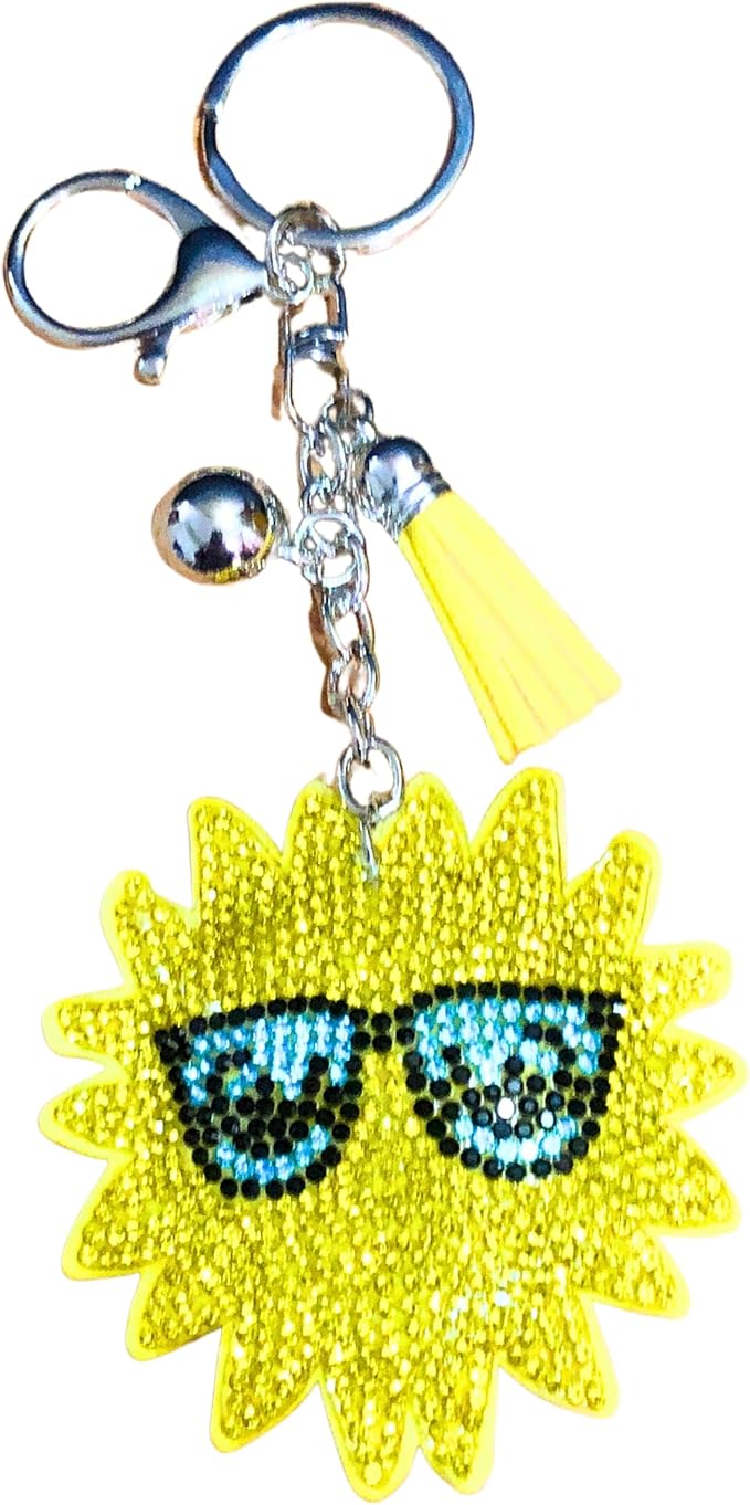 Amazon.com: Popfizzy Bling Yellow Sun Keychain for Women and Girls ...