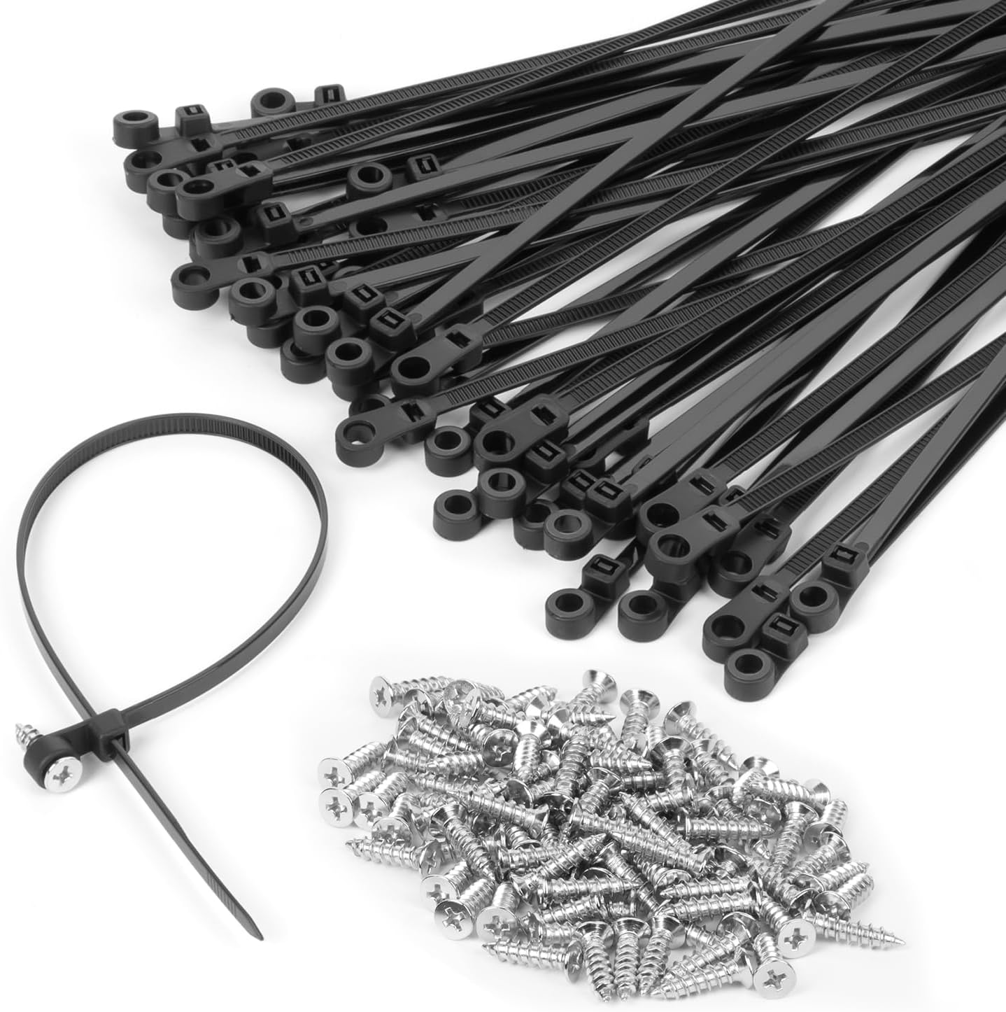 Amazon.com: Mounting Hole Cable Ties - 100 Pack - 8 Inch 50 Lbs, Nail ...