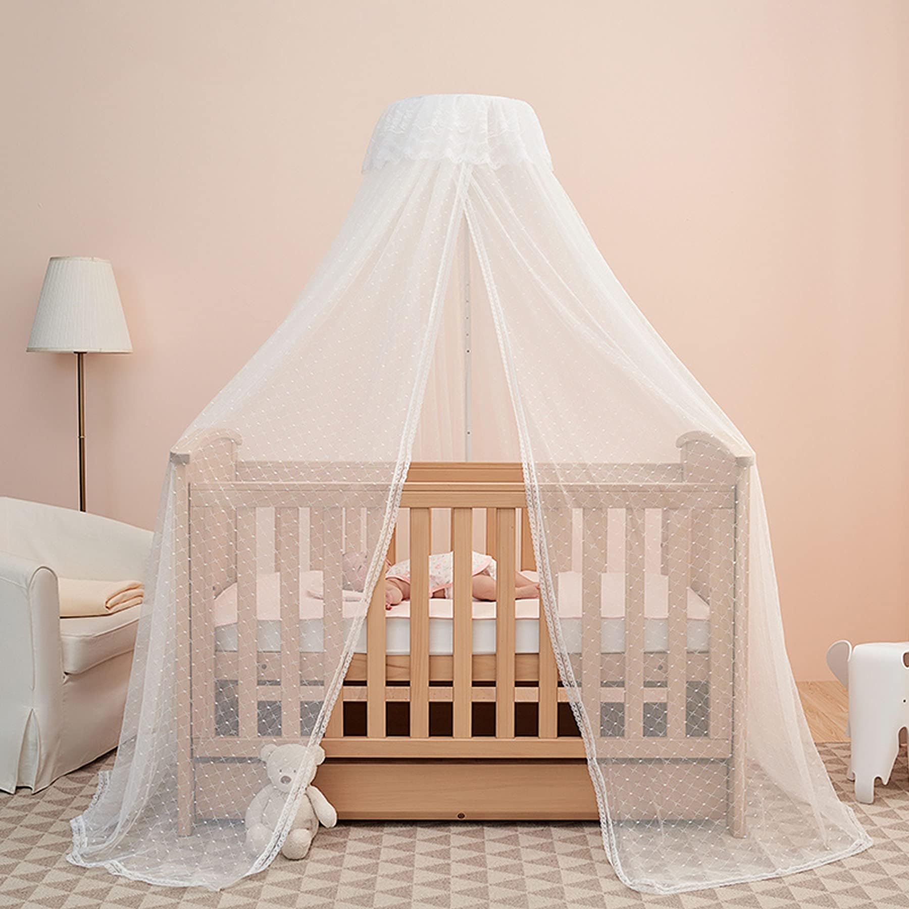 Amazon.com: Baby Bed Canopy with Adjustable Clip-on Stand Baby Crib Cot ...