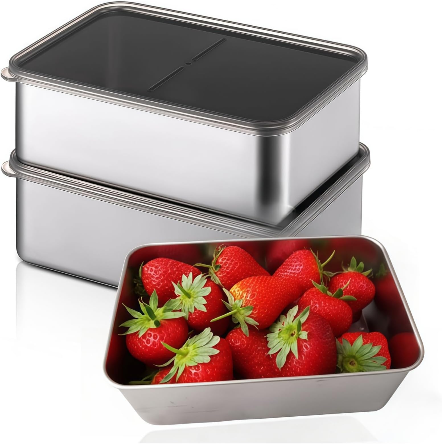 Amazon.com: Homotte 3 Pack Stackable Square SUS316 Stainless Steel ...