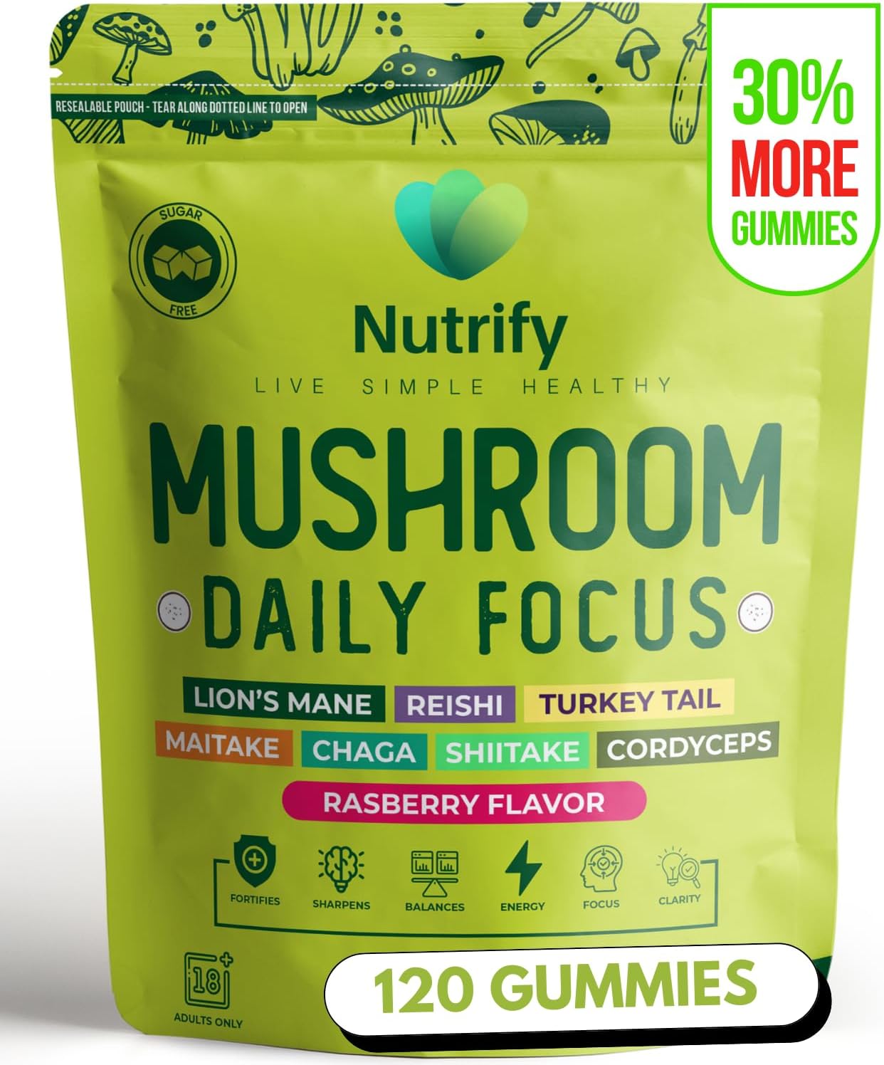 Amazon.com: Nutrify 120 Mushroom Gummies Immune Support & Brain ...