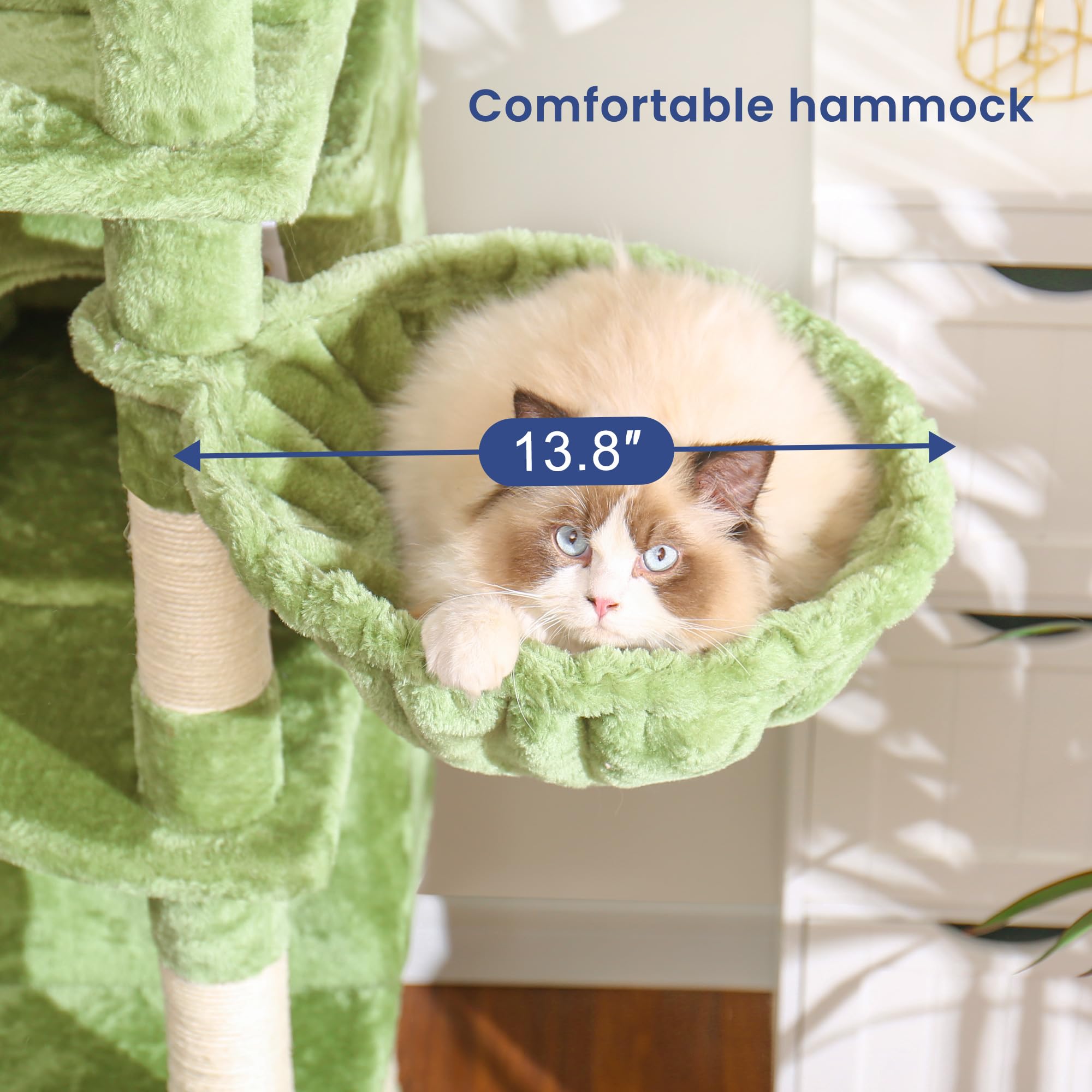 Hey-brother XL Size Cat Tree, 73.4 inch Cat Tower with 3 Caves, 3 Cozy ...