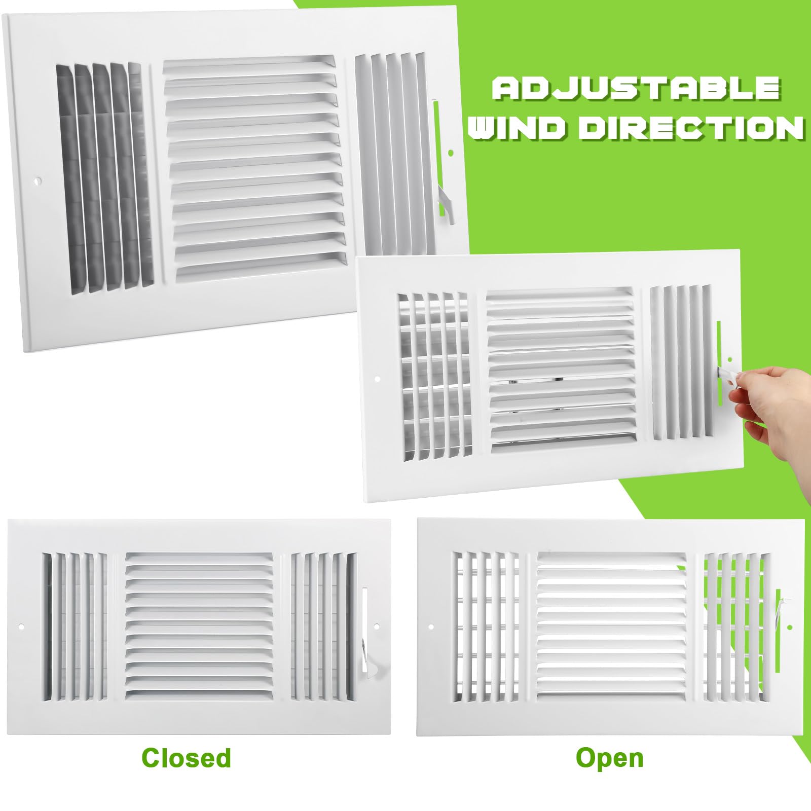 Wesiti 4 Pieces Vent Covers 12 x 6 Inch HVAC White Sidewall Air Ceiling ...