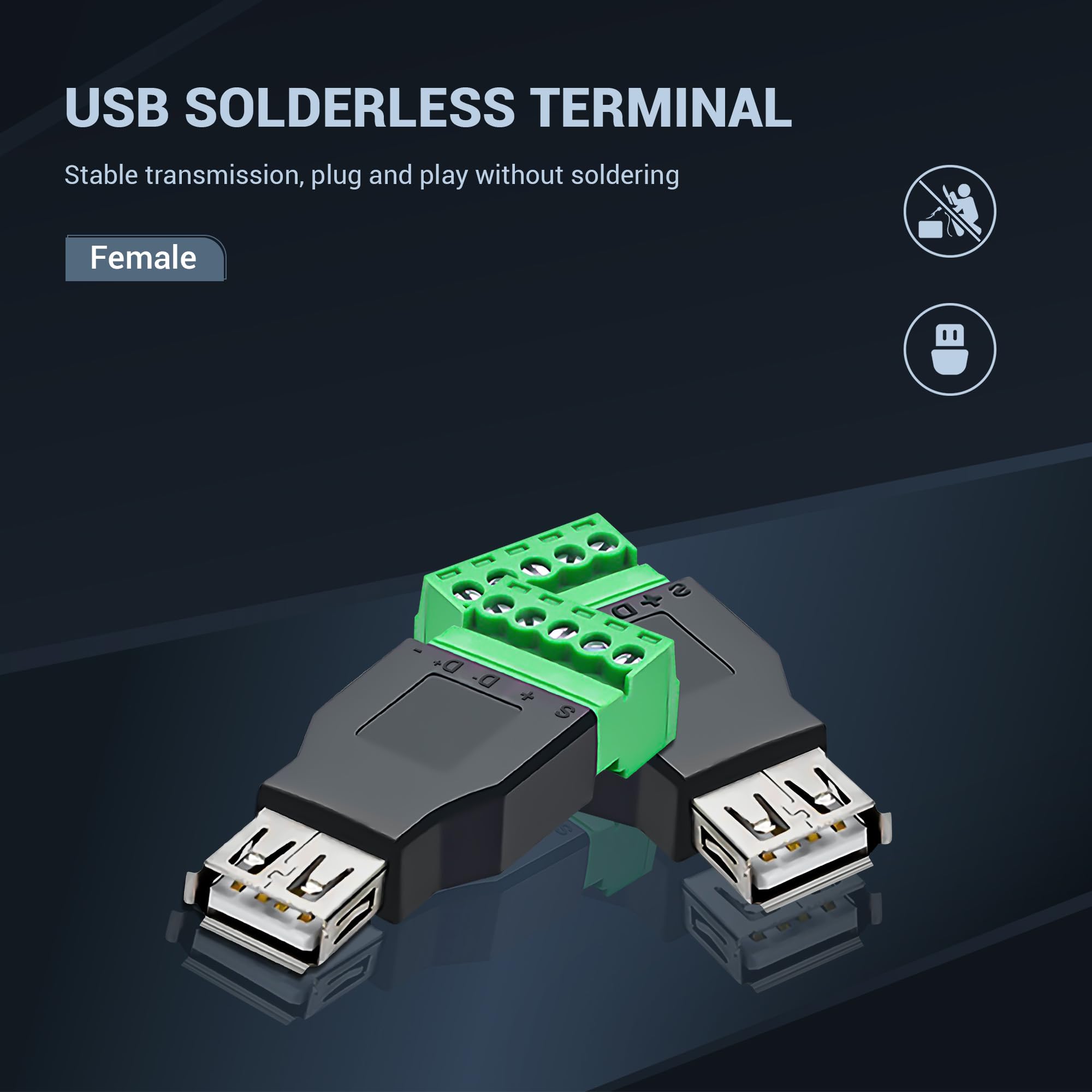 YIMATEECO USB Screw Terminal Block Adapter, USB 2.0 Female to 5-Pin ...