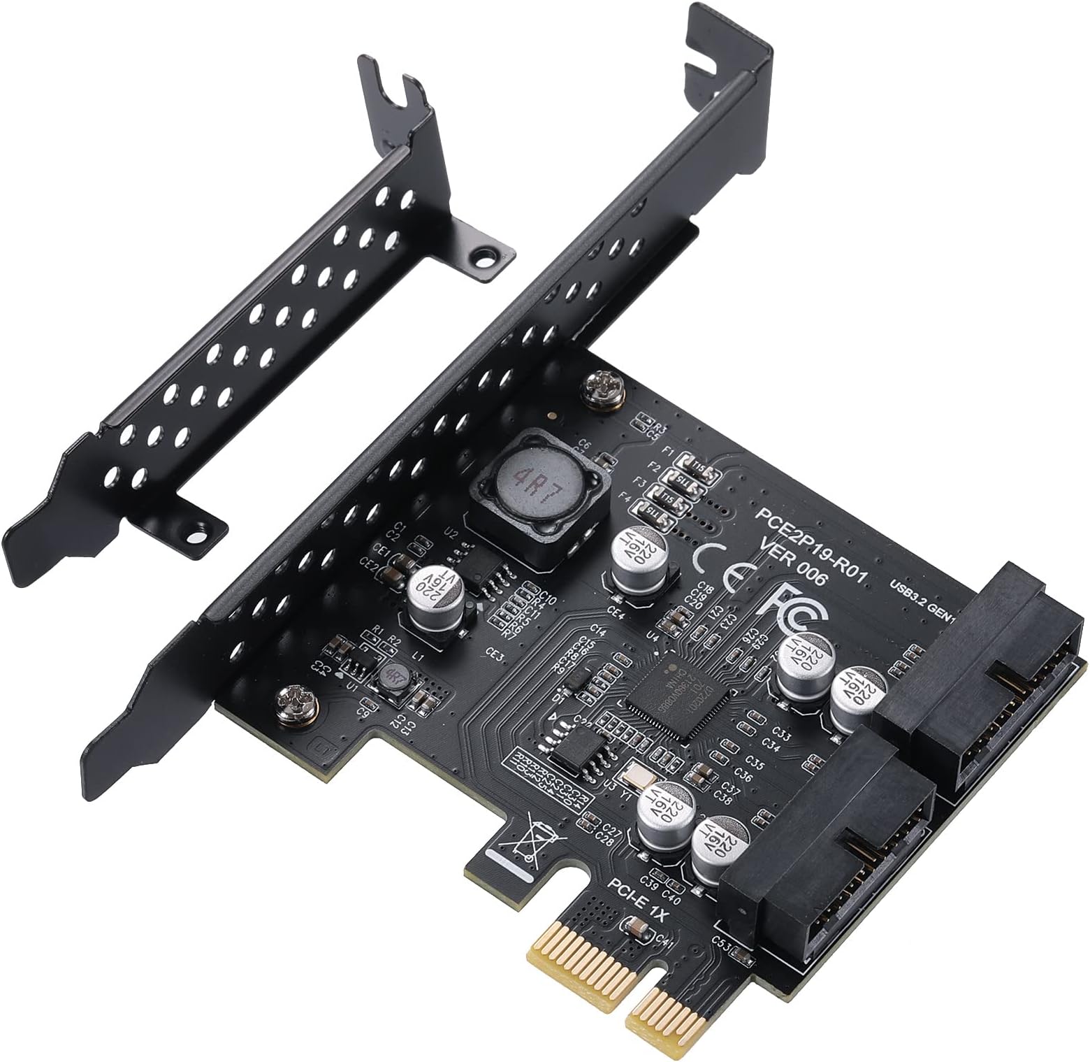 Amazon.com: PCI-E X1 to 2 Ports 19 Pin USB 3.0 Header PCI Express to ...