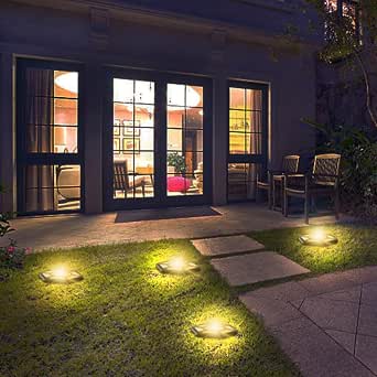 4Pc Solar Powered Ground Lights, Ground Lights Outdoor with 12 LED ...
