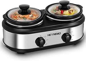 Amazon.com: Double Slow Cooker, Buffet Servers and Warmers, Dual 2 Pot ...