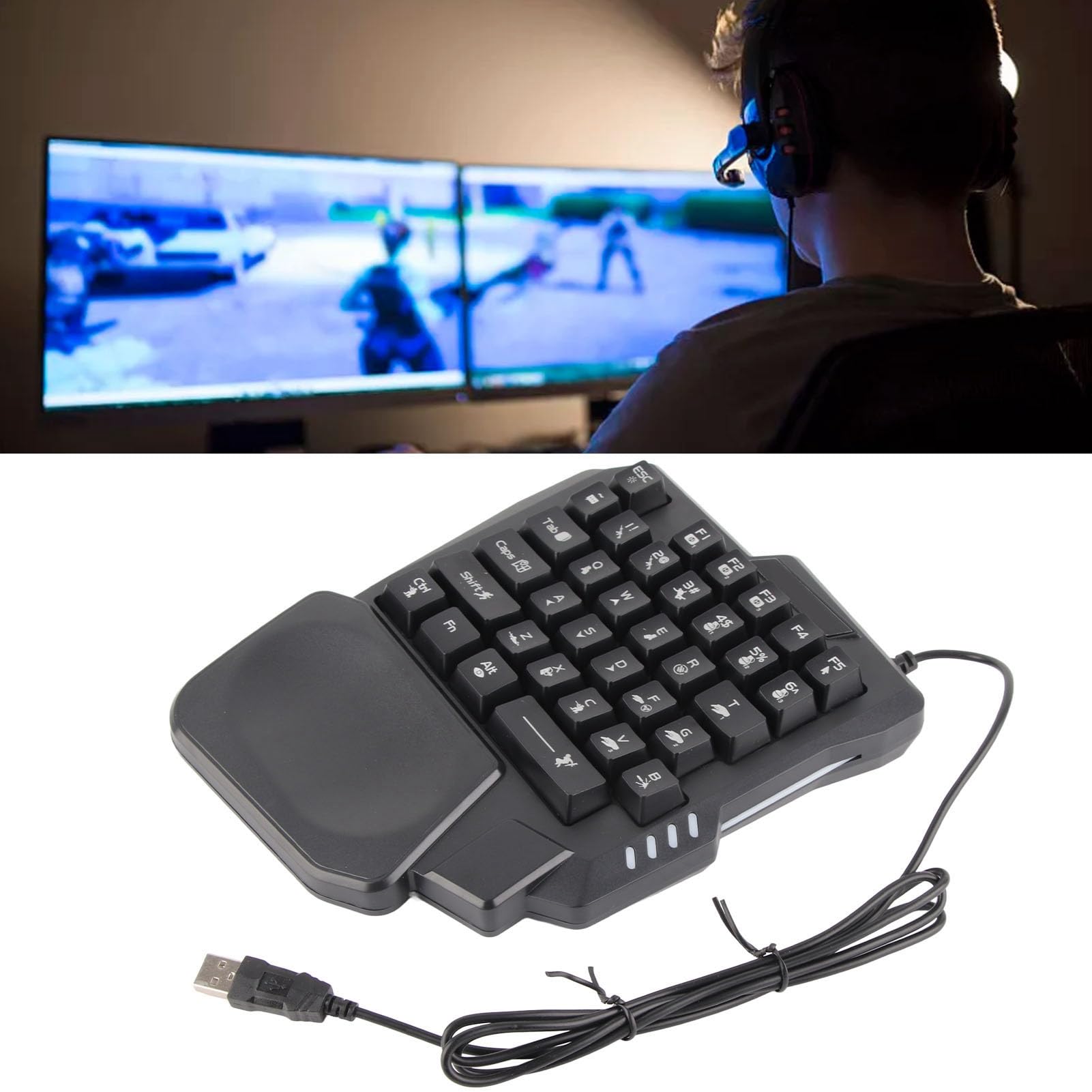 Snapklik.com : One Handed Gaming Keyboard, RGB Backlit 35 Keys Portable ...