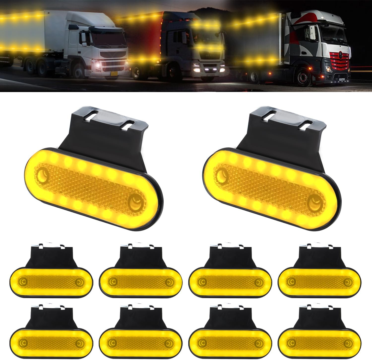 Side Marker Lights 24v Led lollipop Red Amber NEON X2 Mirror For Scania ...