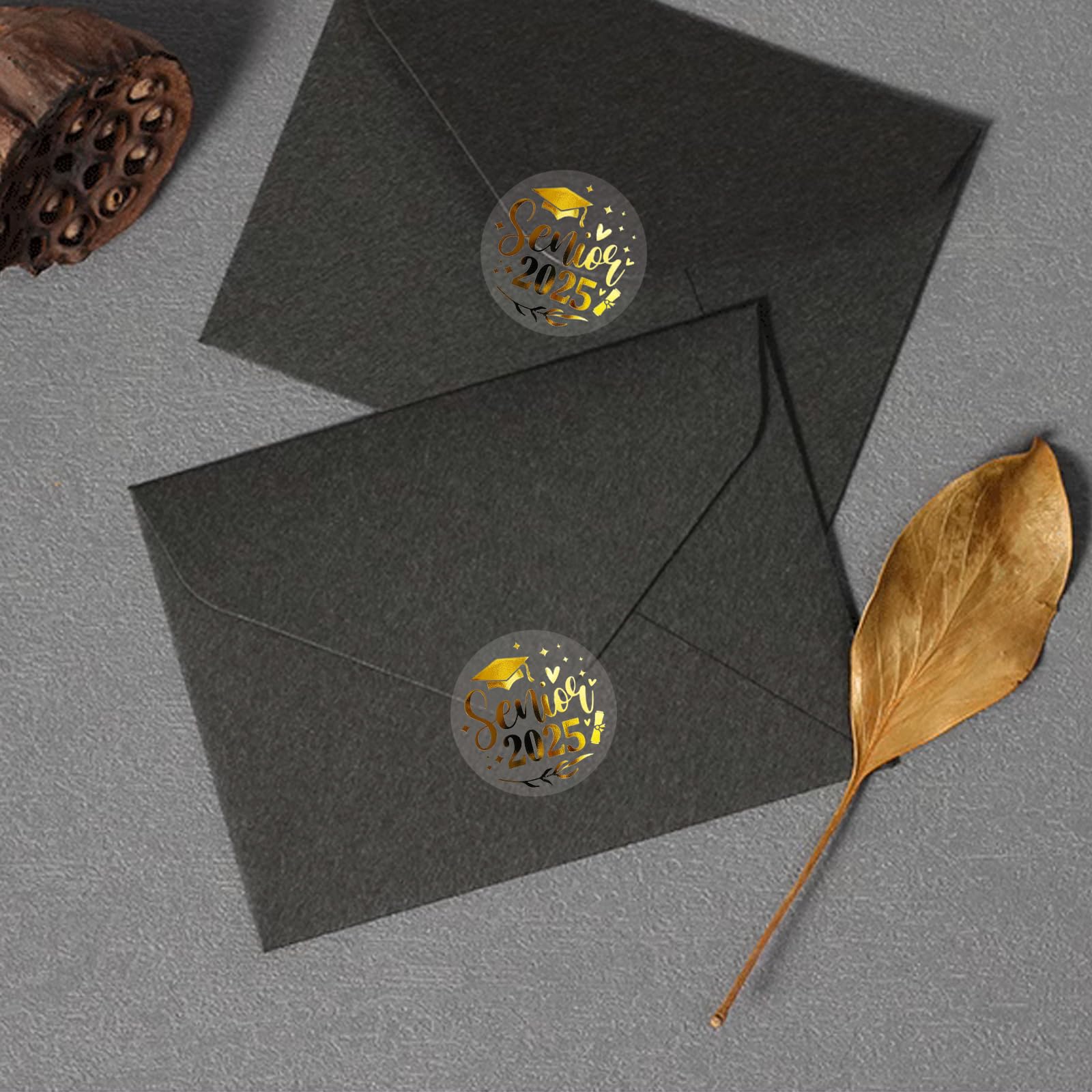 Snapklik.com : 100 X Graduation Stickers Class Of 2025 Transparent Gold ...