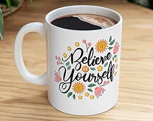 Amazon.com: vuvuba Believe Yourself Funny Mugs Gift For Motivation Mug ...