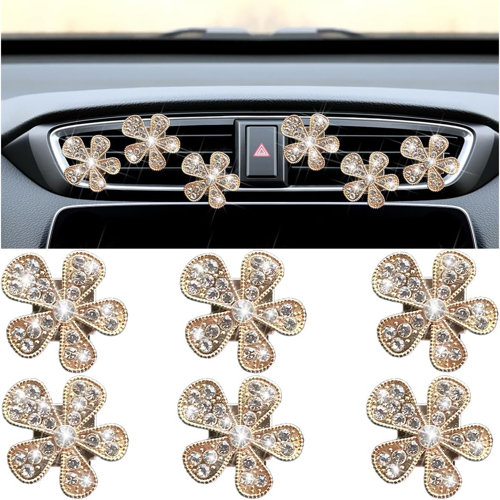 Amazon.com: Mandark 6PCS Bling Daisy Flower Car Air Vent Clip, Crystal ...