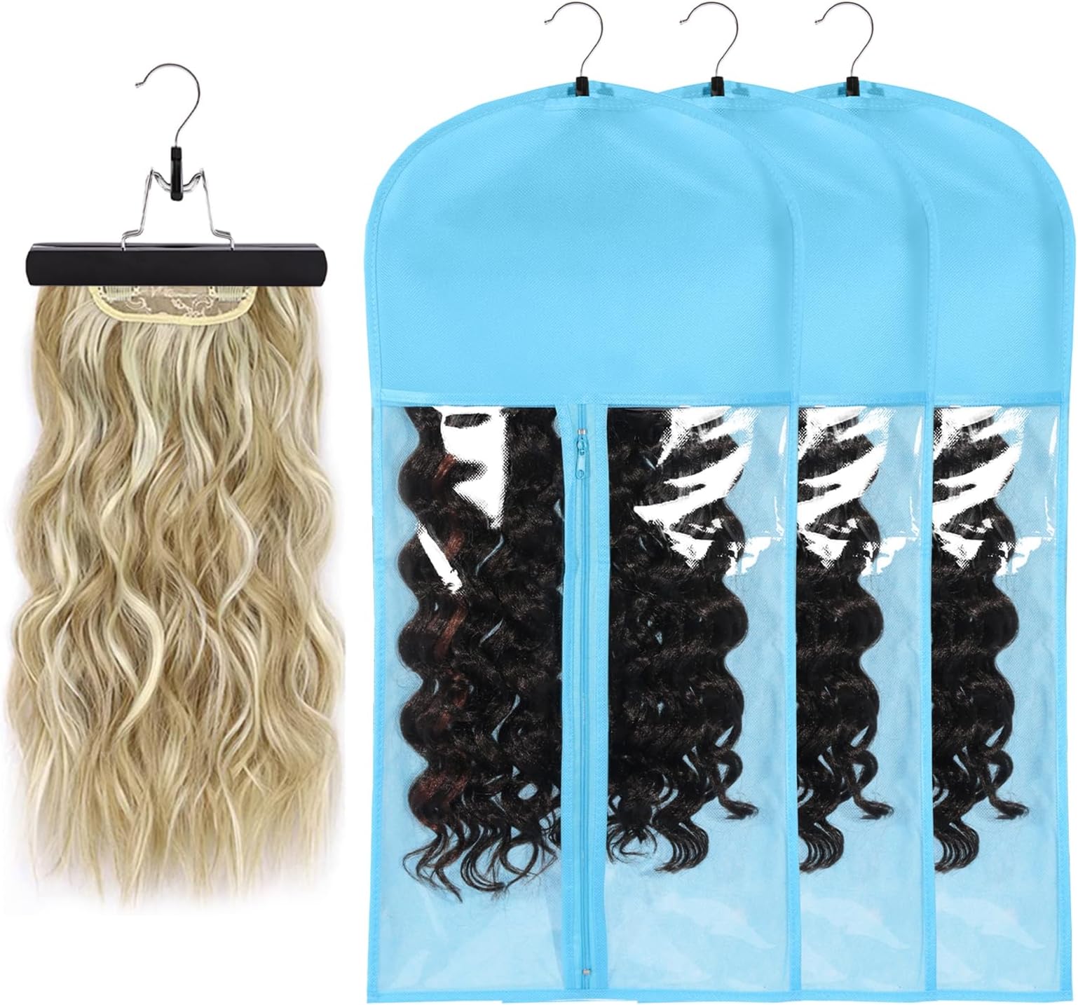 Amazon.com: Tingwuzhi 8pcs Black Wig Storage Bag, Human Hair Hairpiece ...