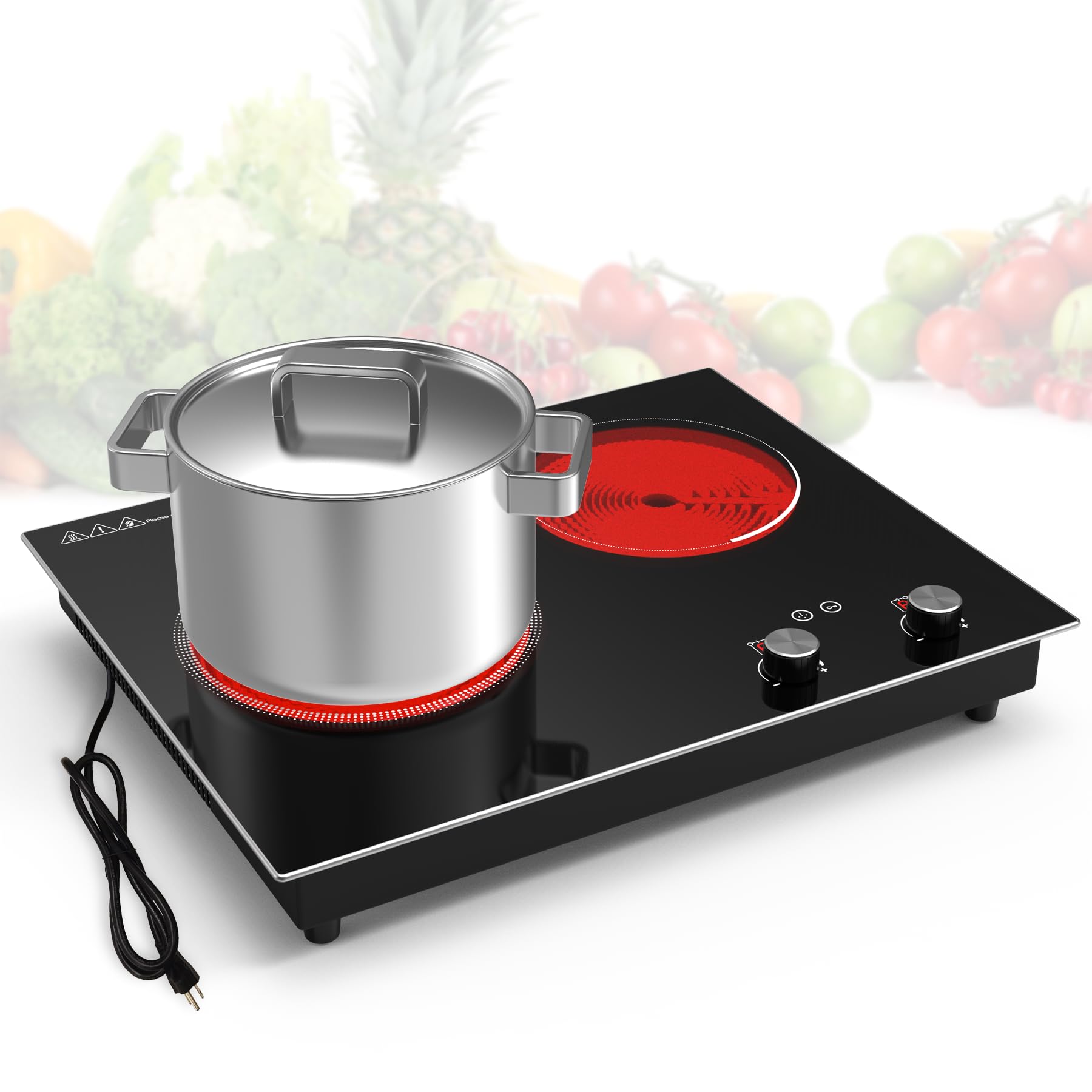 Amazon.com: VBGK Electric Cooktop,2100W Built-in & Countertop 2 Burner ...