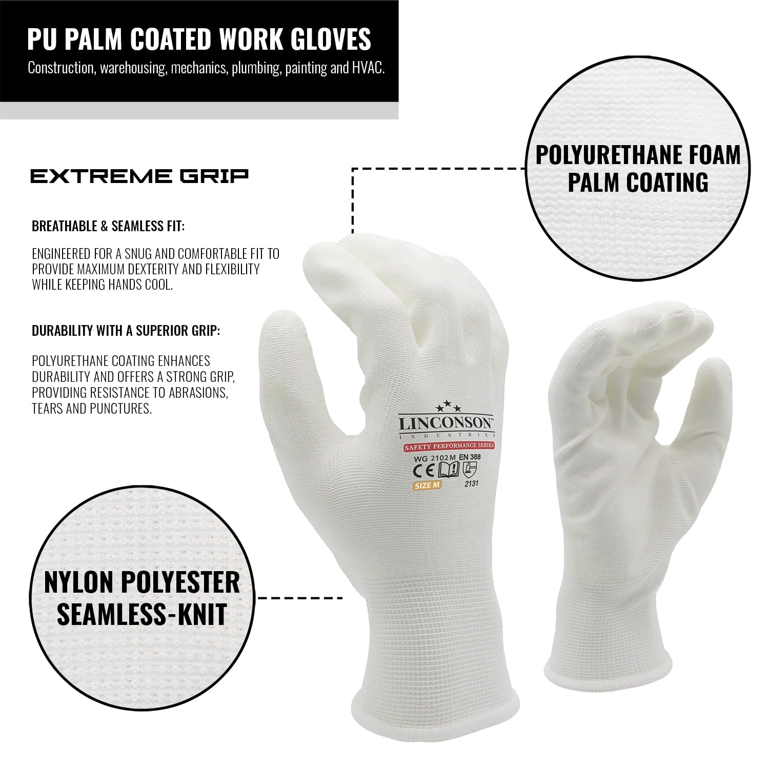Snapklik.com : Linconson Ultimate Grip Construction Mechanic Work Gloves