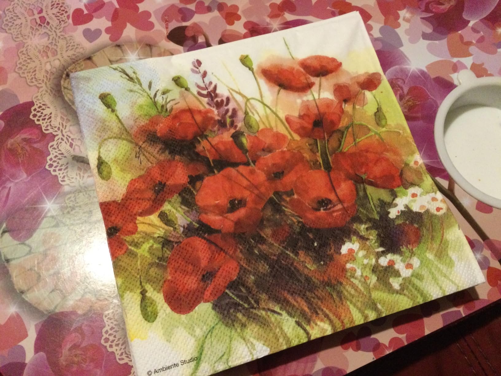 Ambiente 3 Ply Paper Lunch Napkins Wild Poppies : Amazon.co.uk: Grocery