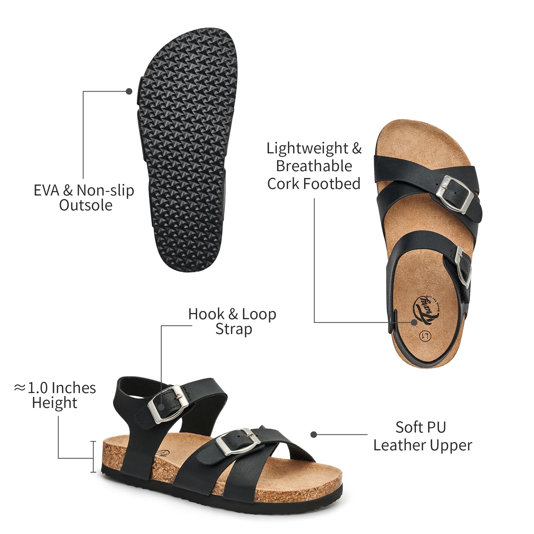 Snapklik.com : Trary Girls Black Sandals Open Toe Casual Summer Shoes
