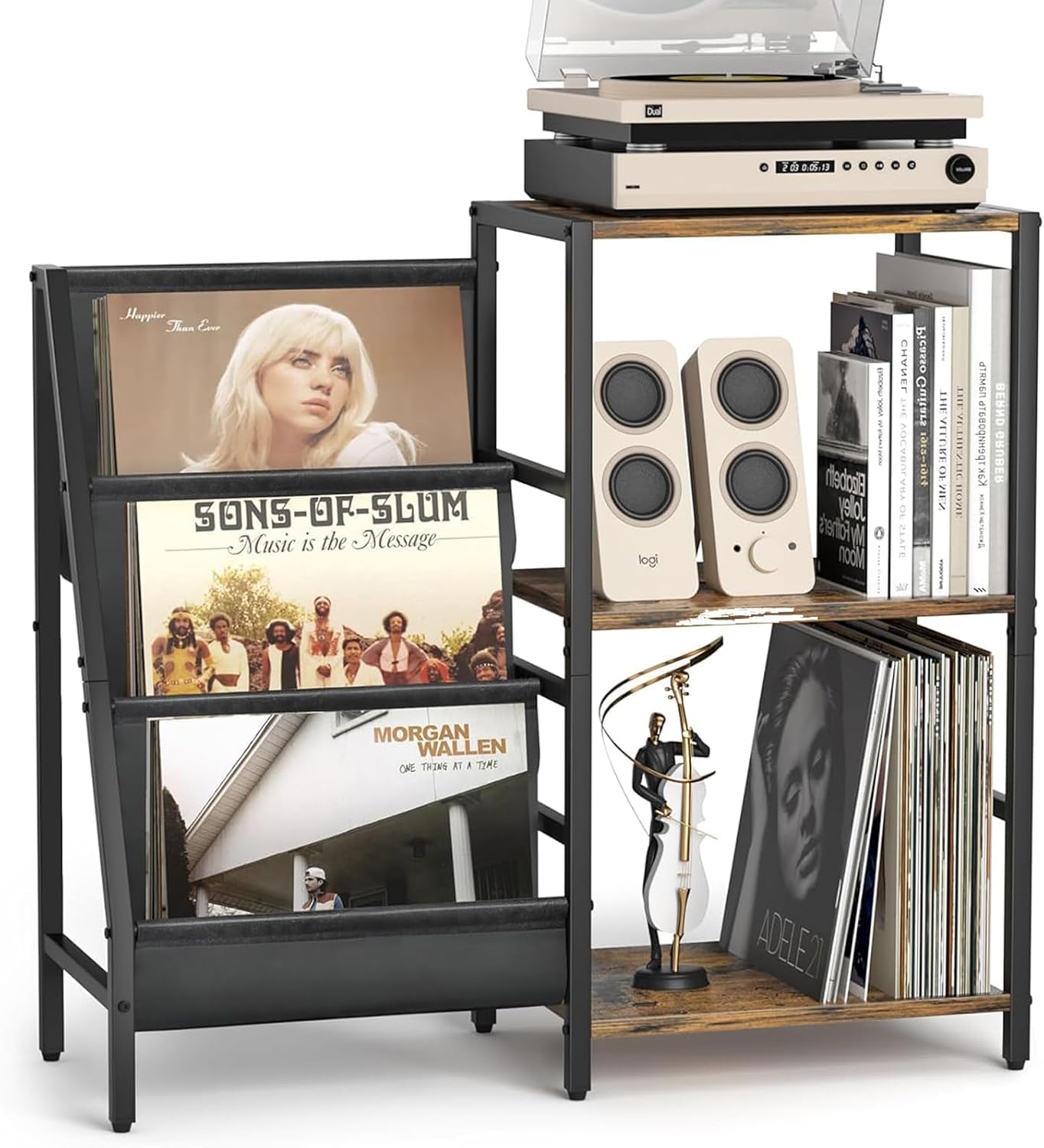 Vinyl Record Player Stand, Vinyl Records Display Shelf with 3-Tier ...