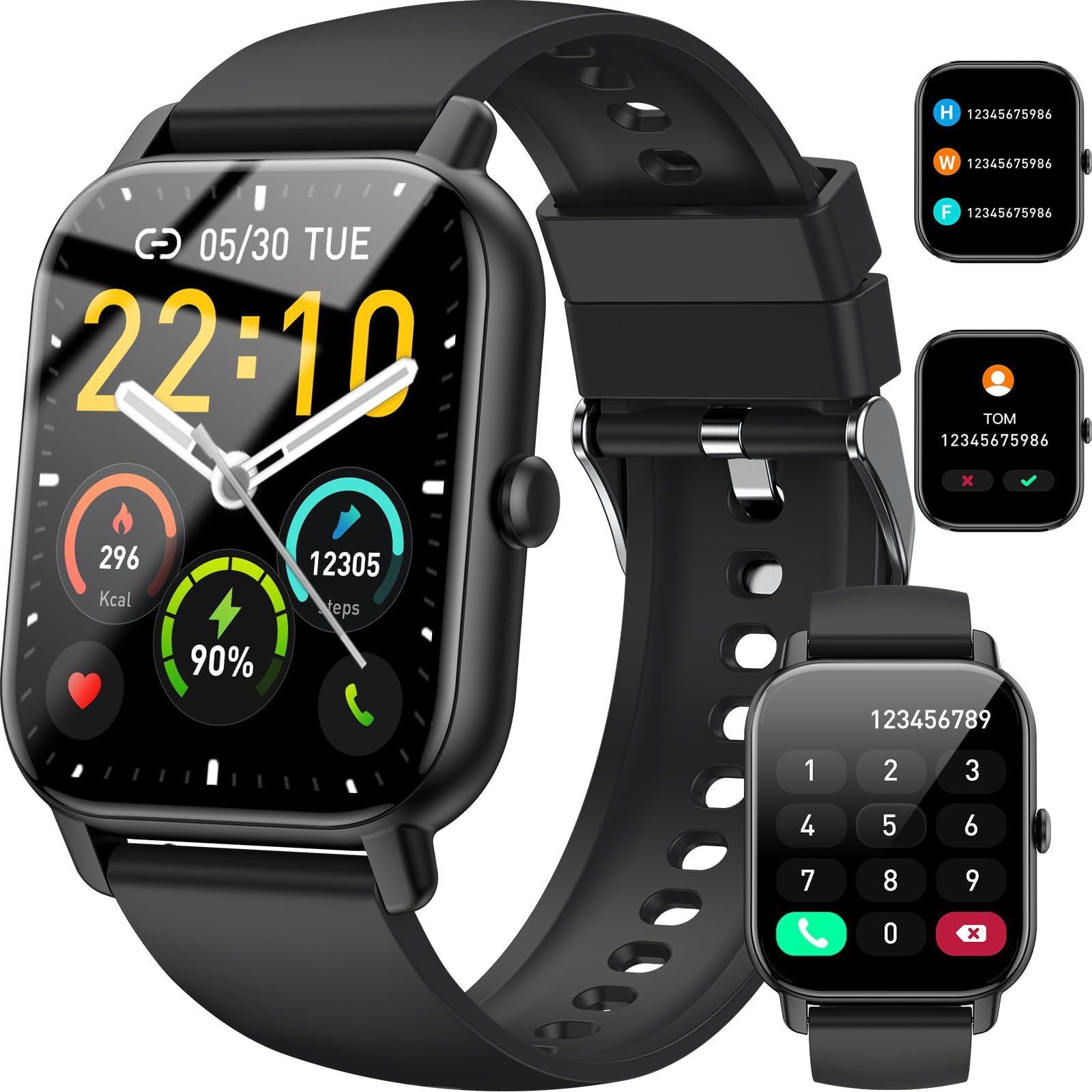 Amazon.com: TMHAI Smart Watch for Men Women, with Bluetooth Calling ...