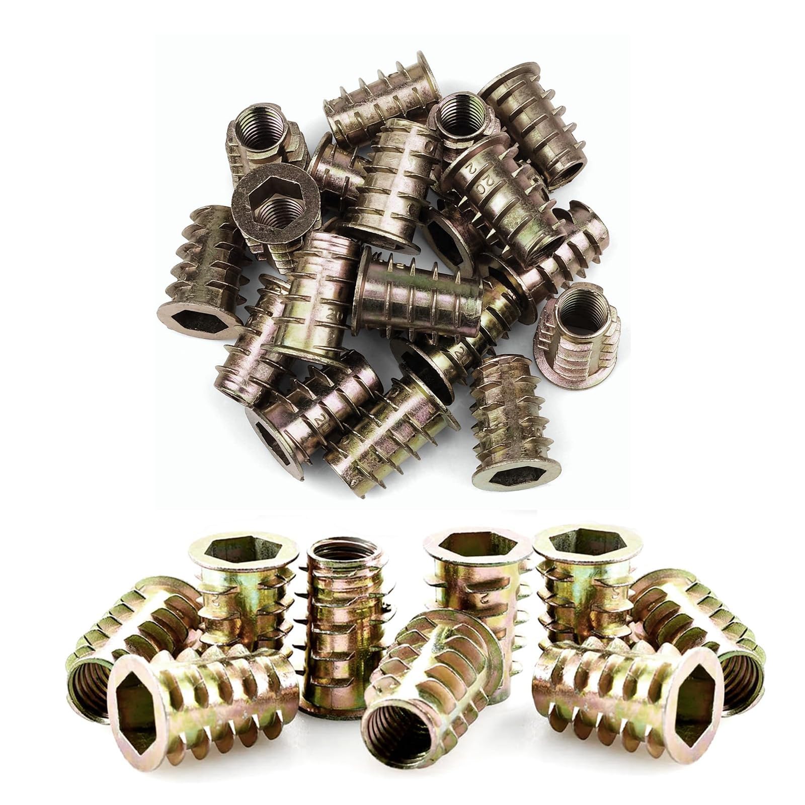 M8 Threaded Inserts for Wood, 25 PCS Hex Socket Drive Insert Screw ...
