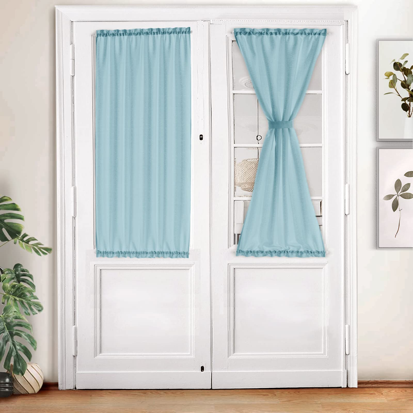40 Inch Window Curtains 1 Pc Linen Texture Blackout Curtains With