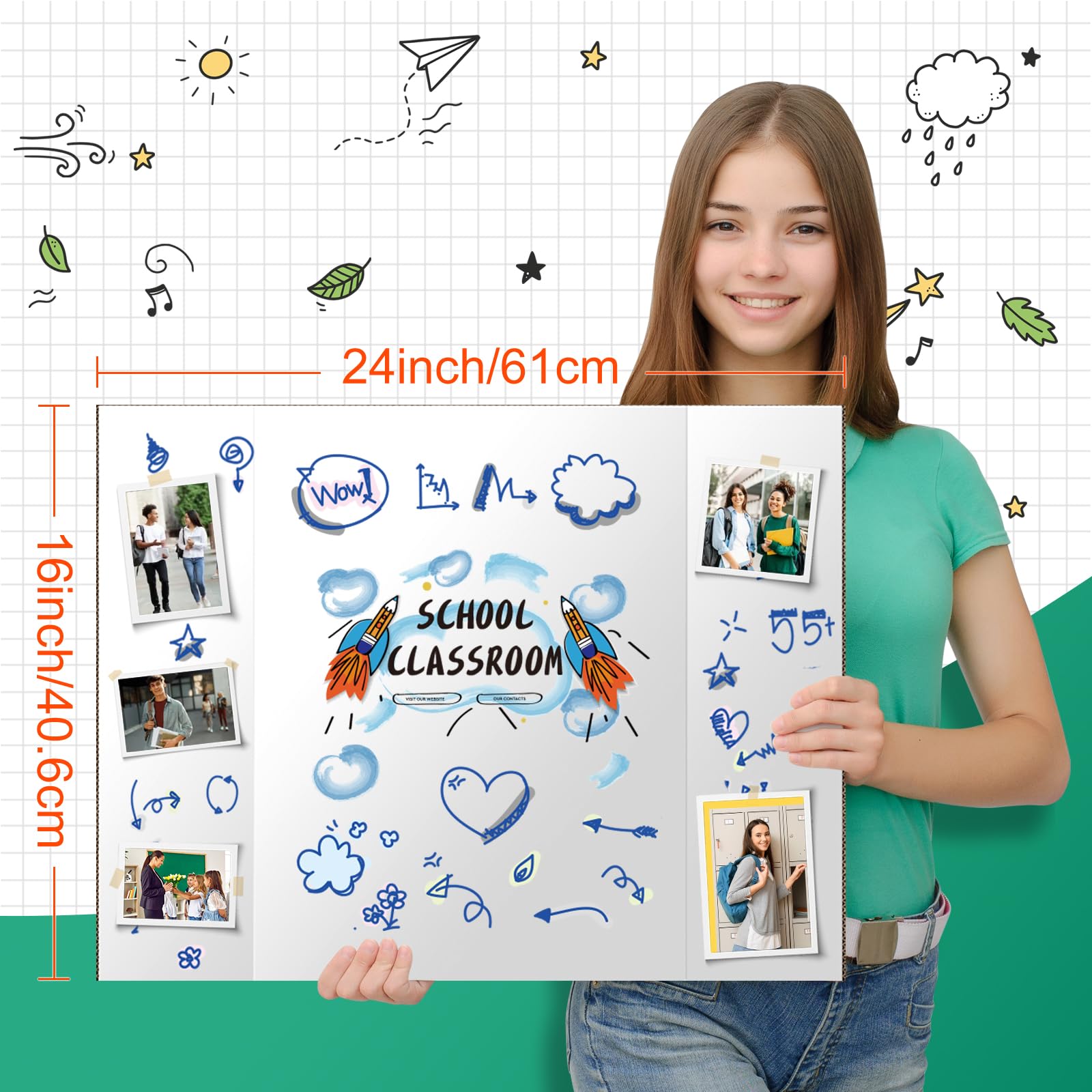 Snapklik.com : Trifold Poster Board 4 Pack, 24 X 16 Inch Double Sided ...