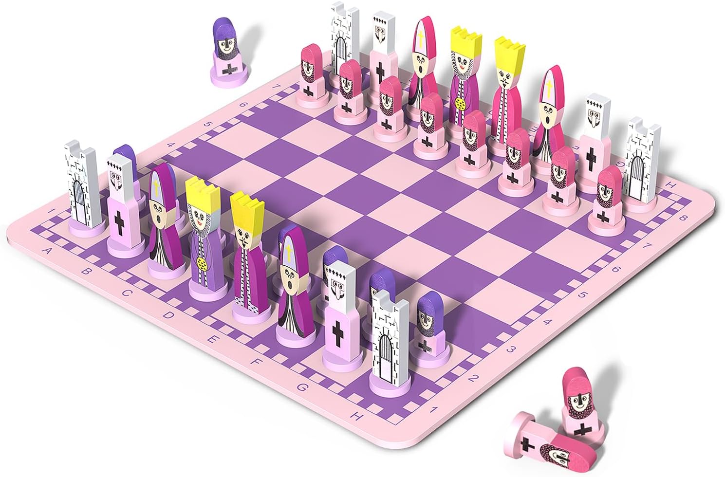 Amazon.com: Cartoon Chess Set for Kids: JORMONY 11.8" Pink Chess Board ...