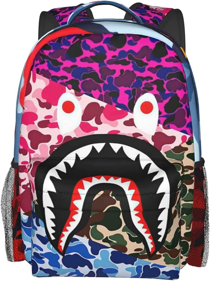 Amazon.com: Vkaxopt Backpack Shark Teeth Camo Backpacks Travel Laptop ...