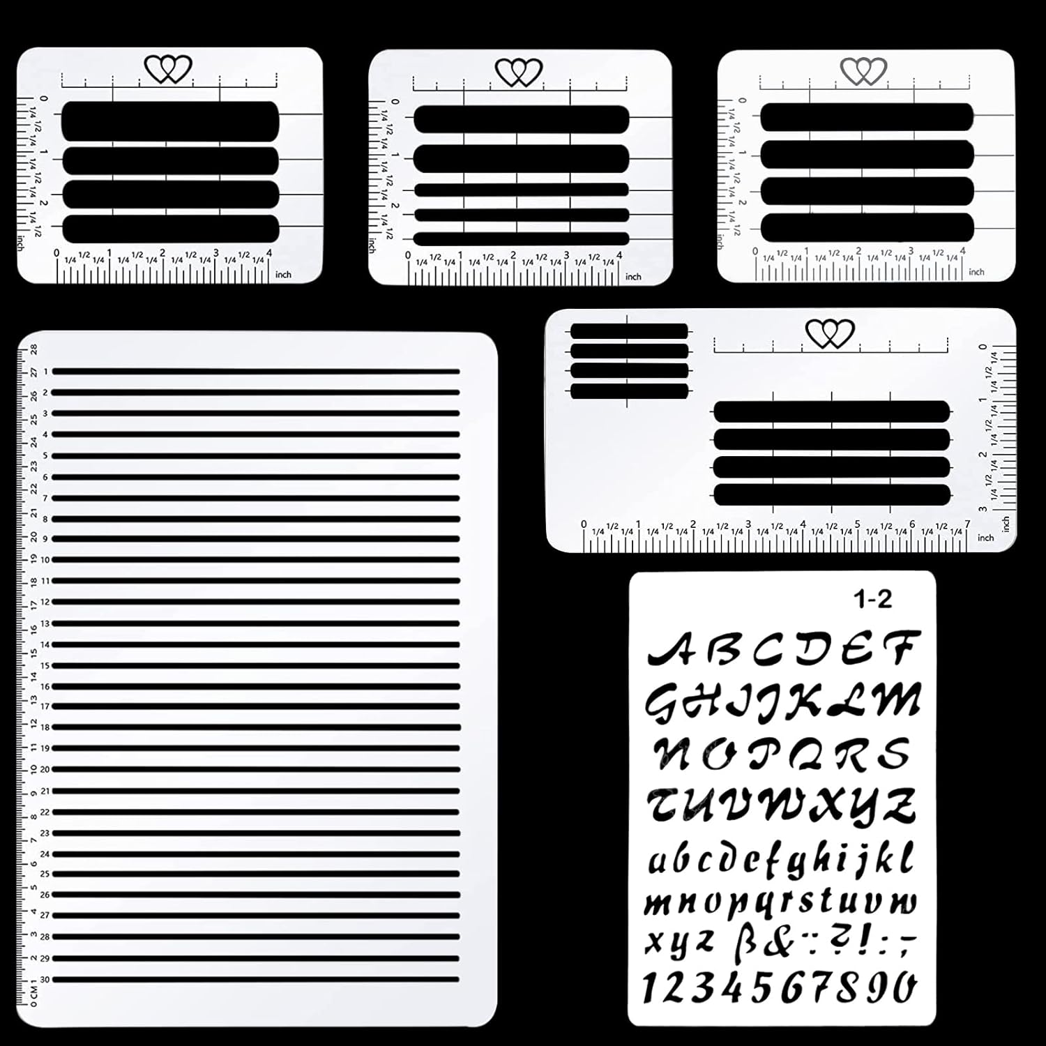 Amazon.com : ZHUOMINGJIA 6 Pack Straight Line Stencil 11 Inch Scale ...