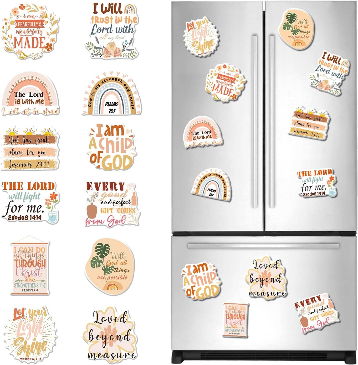 Amazon.com: Pipilo Press 8-Pack Inspirational Bible Magnets for ...