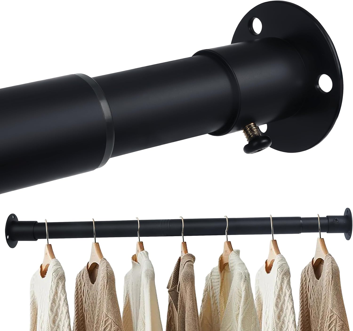 Black Extendable Wardrobe Rail: 64.5–130cm Wardrobe Rails and Fittings ...