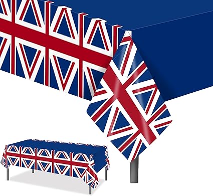 Amazon.com: BHNACIER 2 Pack Union Jack Party Table Cover British Flag ...