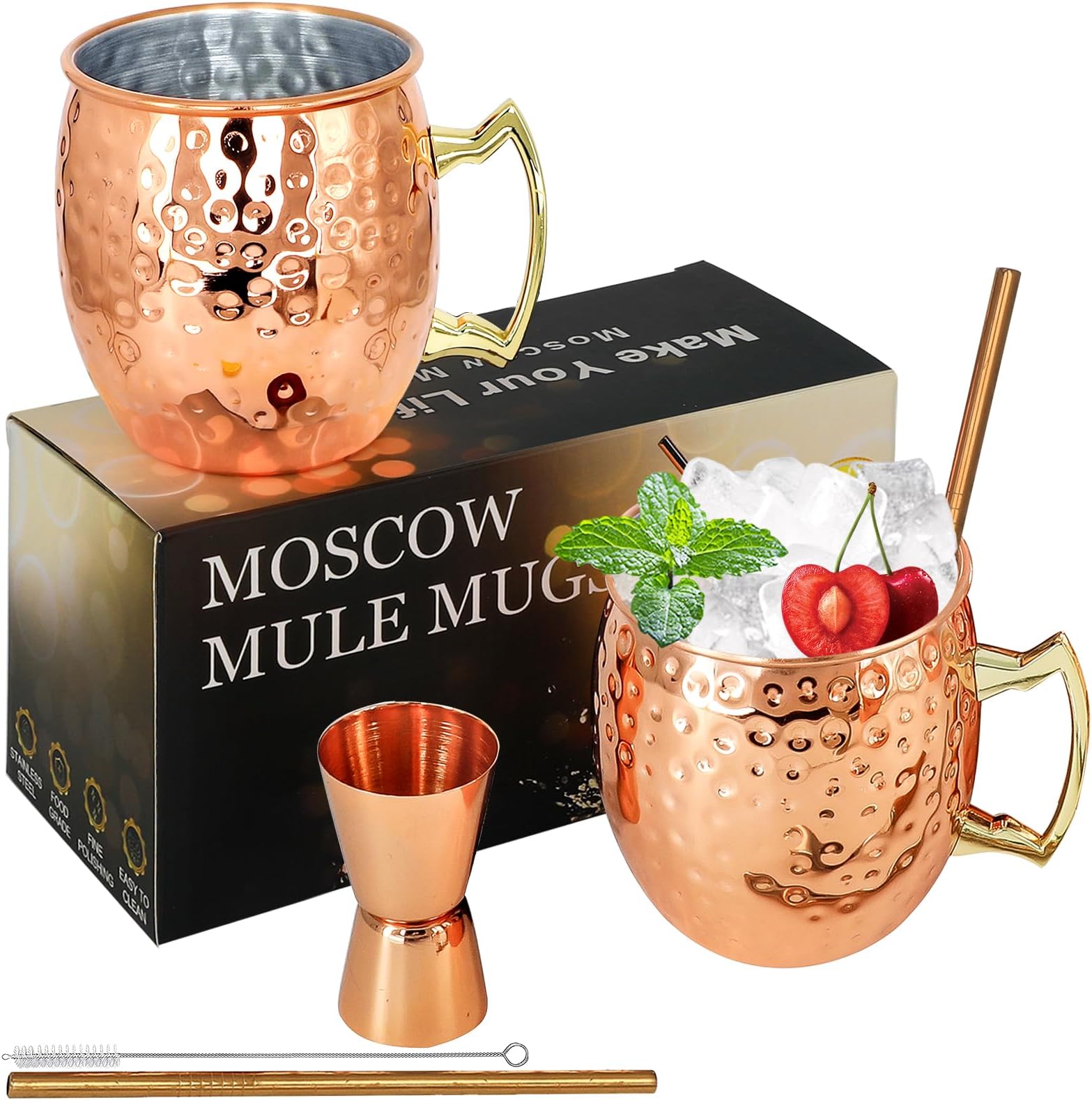 Amazon.com: Moscow Mule Copper Mugs Set - 2 Authentic Handcrafted ...