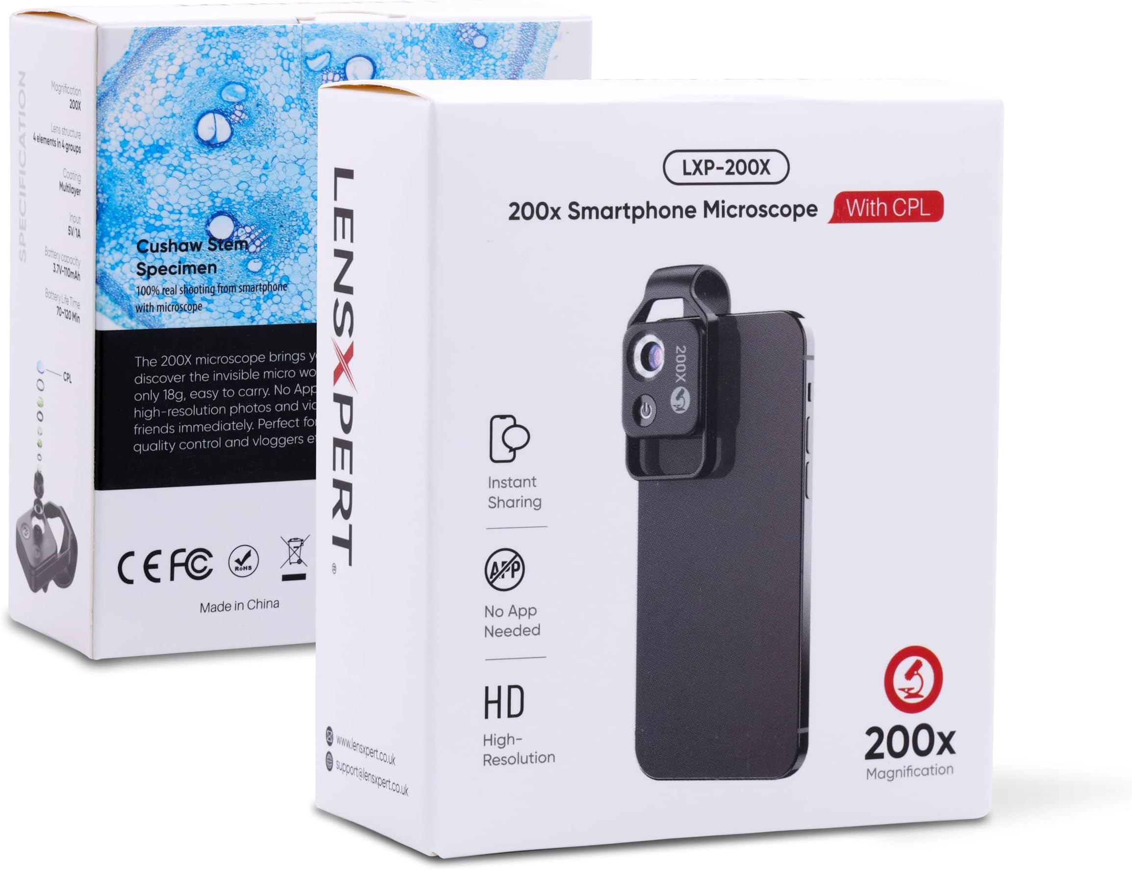 Amazon.com: LensXpert® Smartphone Microscope with LED - Portable 200x ...