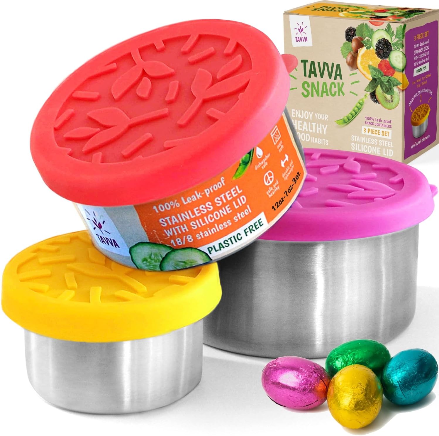 Amazon.com: Tanjiae Kids Snack Pro - Stainless Steel Snack Containers ...