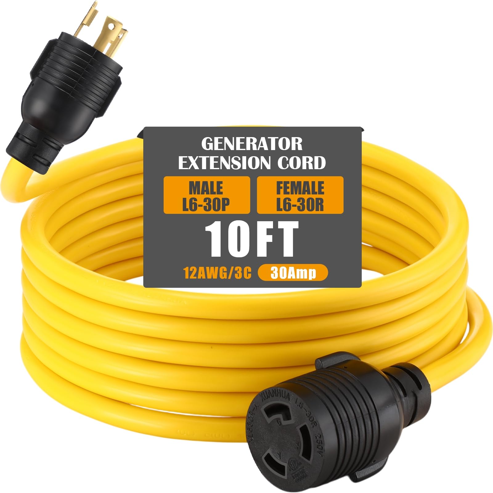 Amazon.com: Tellegloww NEMA L6-30 Generator Extension Cord, NEMA L6-30P ...