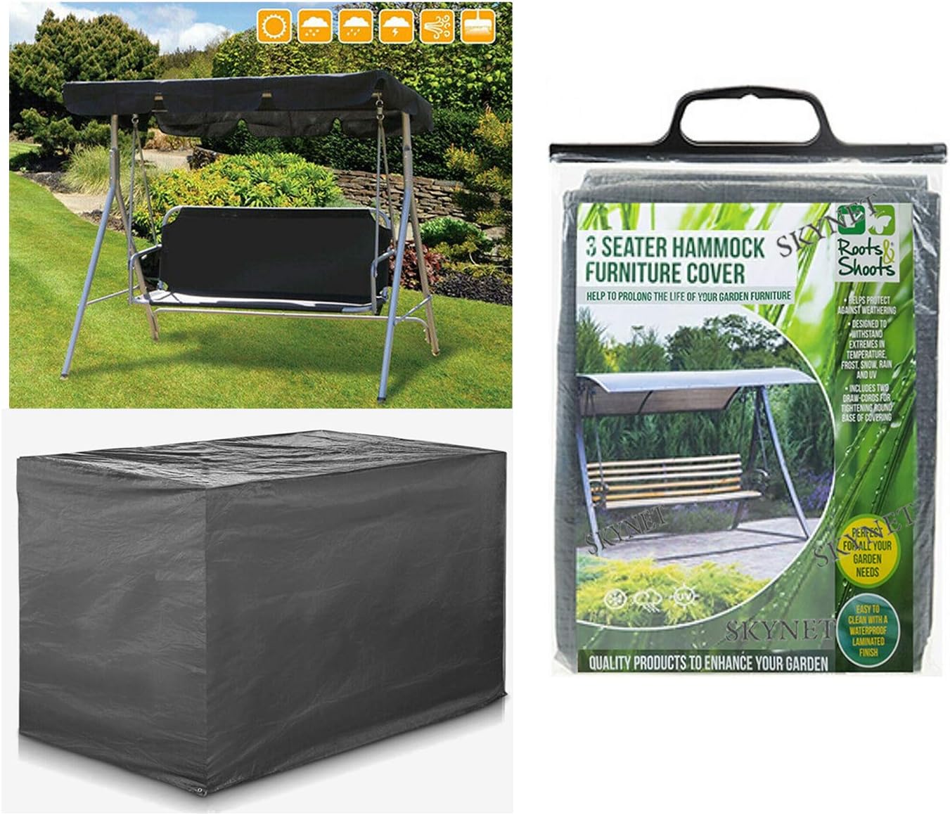Heavy Duty Woven Polyethylene Waterproof 3 Seater Swinging Garden ...