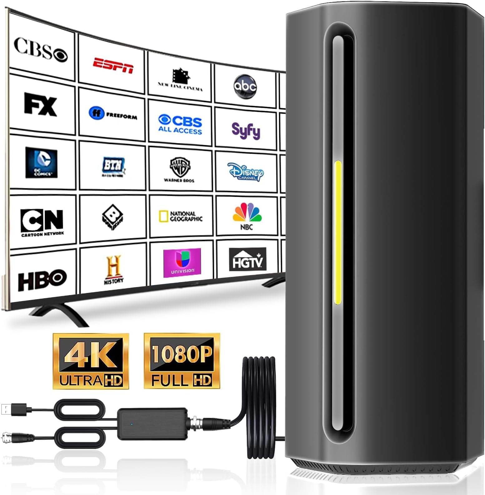 Amazon.com: TV Antenna Indoor, 4K Ultra HD TV Antenna with Amplifier ...