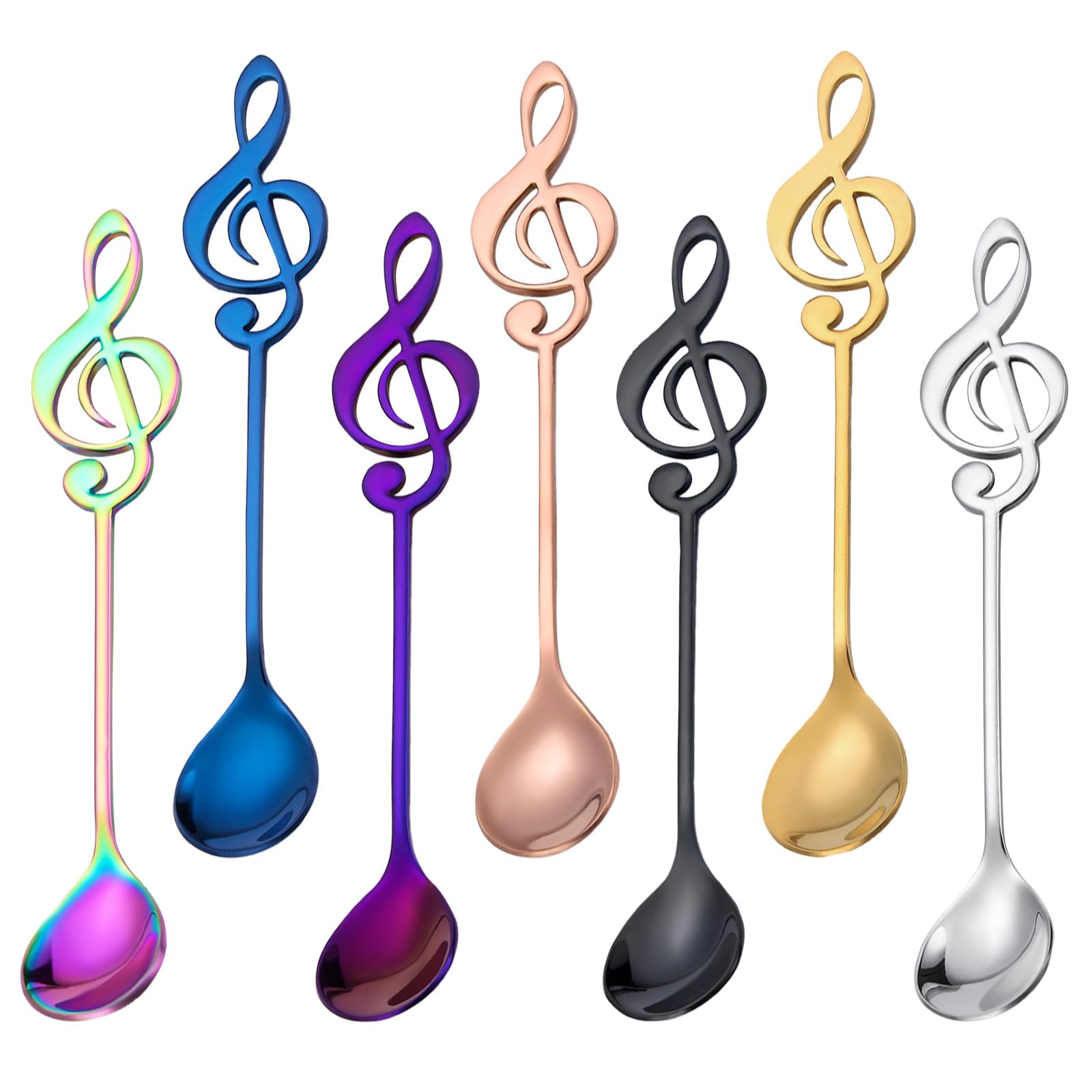 Pleafind Note Coffee Teaspoons, 7pcs Stainless Steel Musical Coffee ...