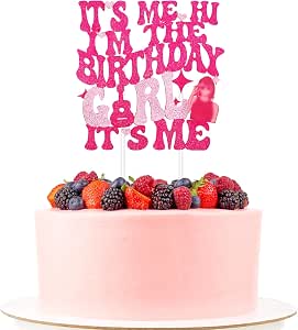 Music Cake Topper Glitter Birthday Cake Topper Pink Cake Pick Singer ...