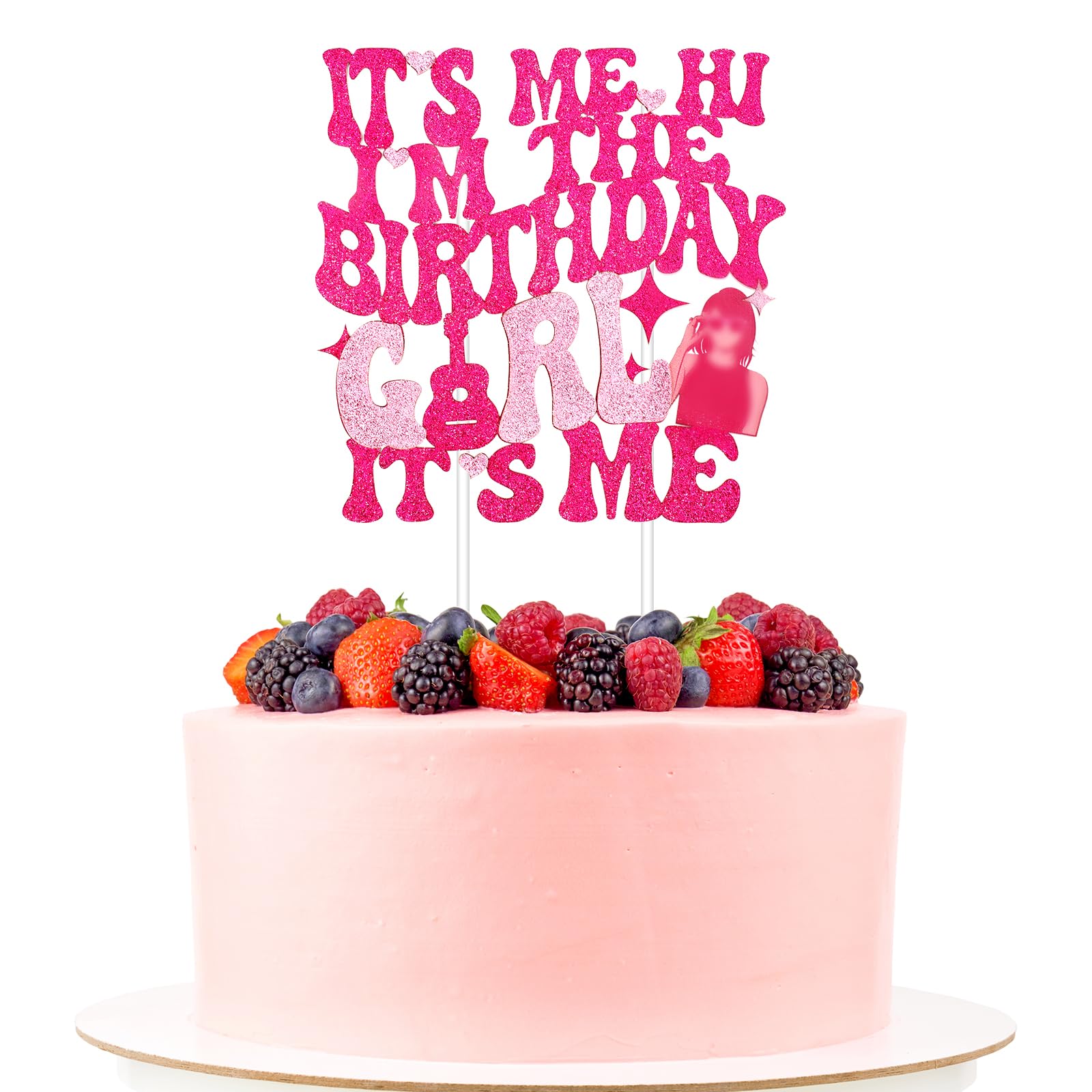 Amazon.com: Music Cake Topper Glitter Birthday Cake Topper Pink Cake ...