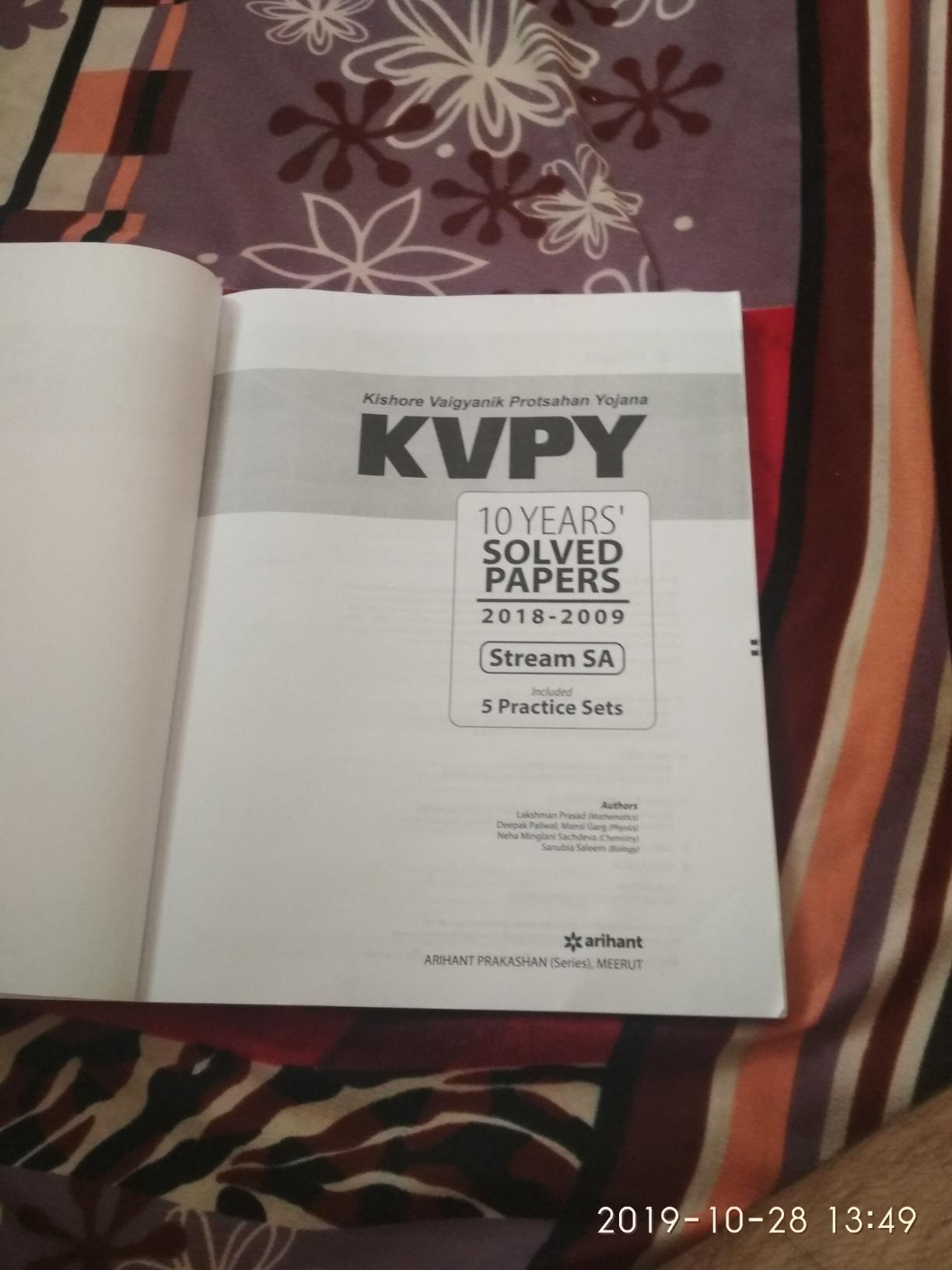 Buy KVPY 10 Years Solved Papers 2018-2009 Stream SA(Old Edition) (Old ...