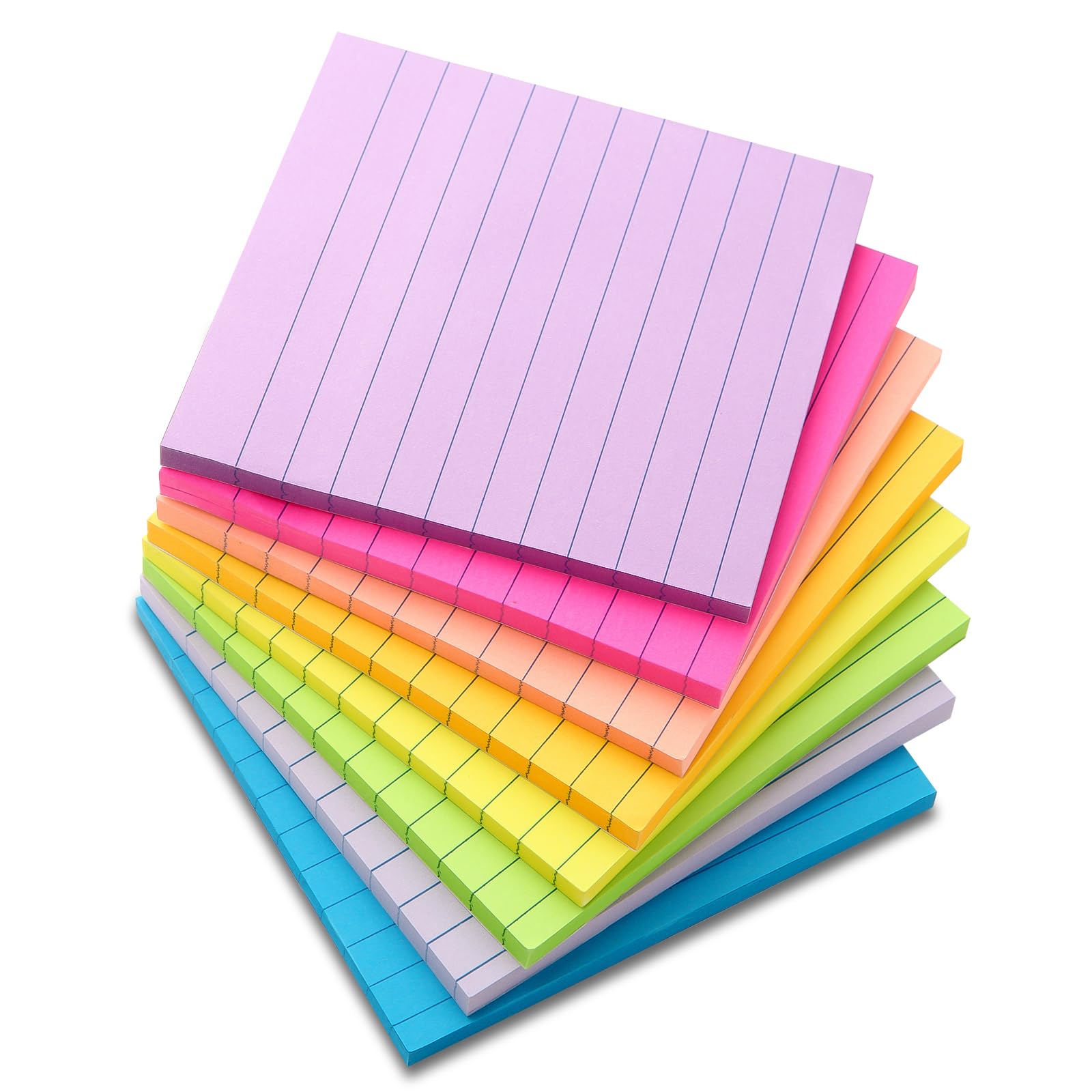 Amazon.com : Obsentoes (8 Pack) Lined Sticky Notes Post, 8 Bright ...