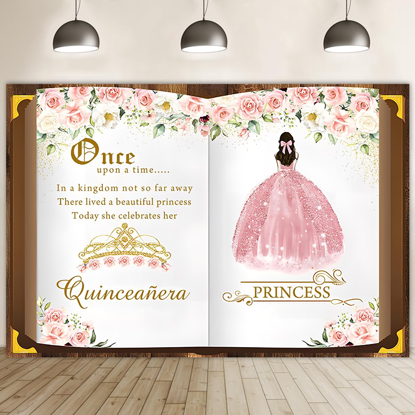 Amazon.com : Renaiss 6x4ft Quinceañera Backdrop Fairy Tale Books Mis ...