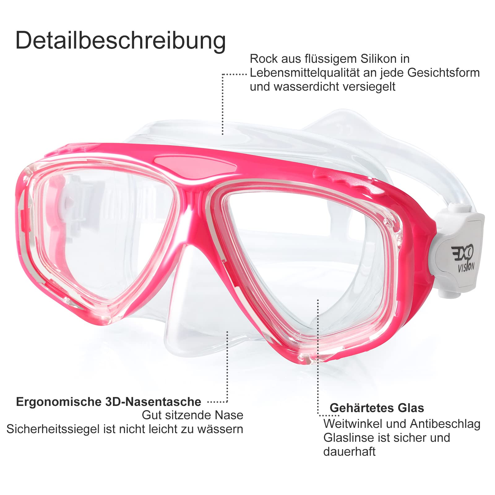 Kids Snorkeling Diving Mask, Unisex-Child 180Â°Panoramic View Anti-Fog ...