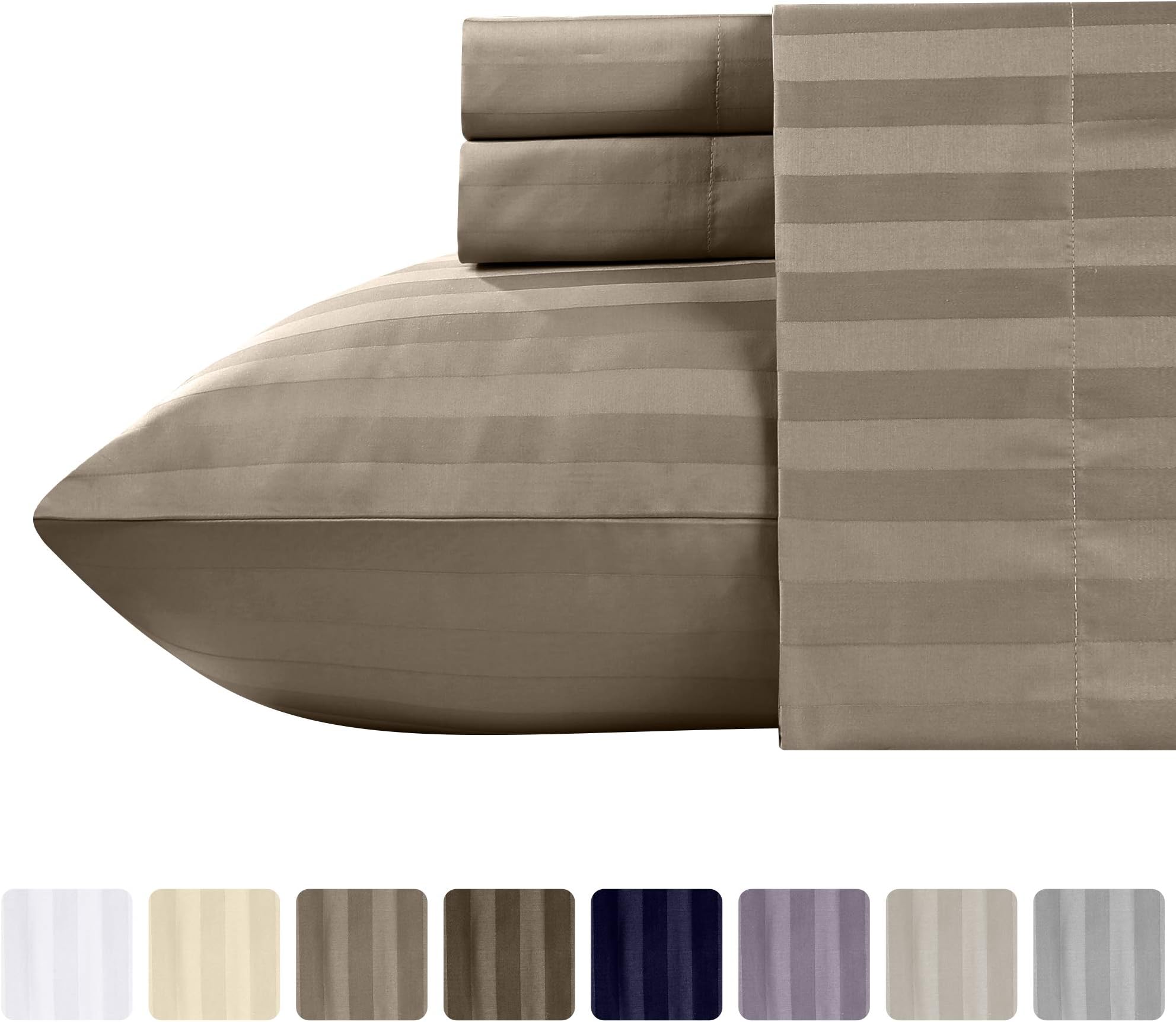 Amazon.com: California Design Den Premium Tan Sheets Queen Size - 500 ...